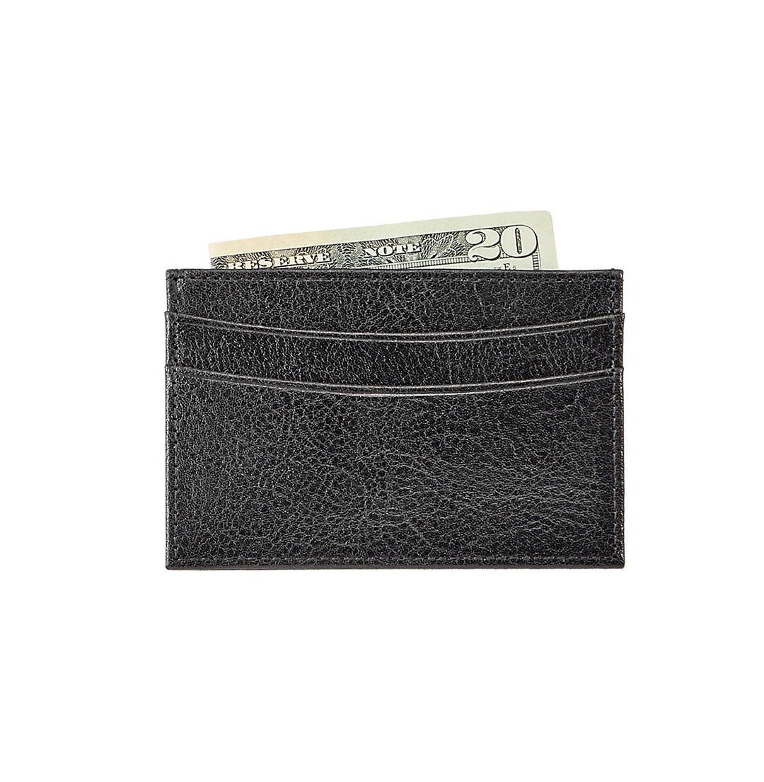 Slim Design Card Case | Black Leather – Graphic Image