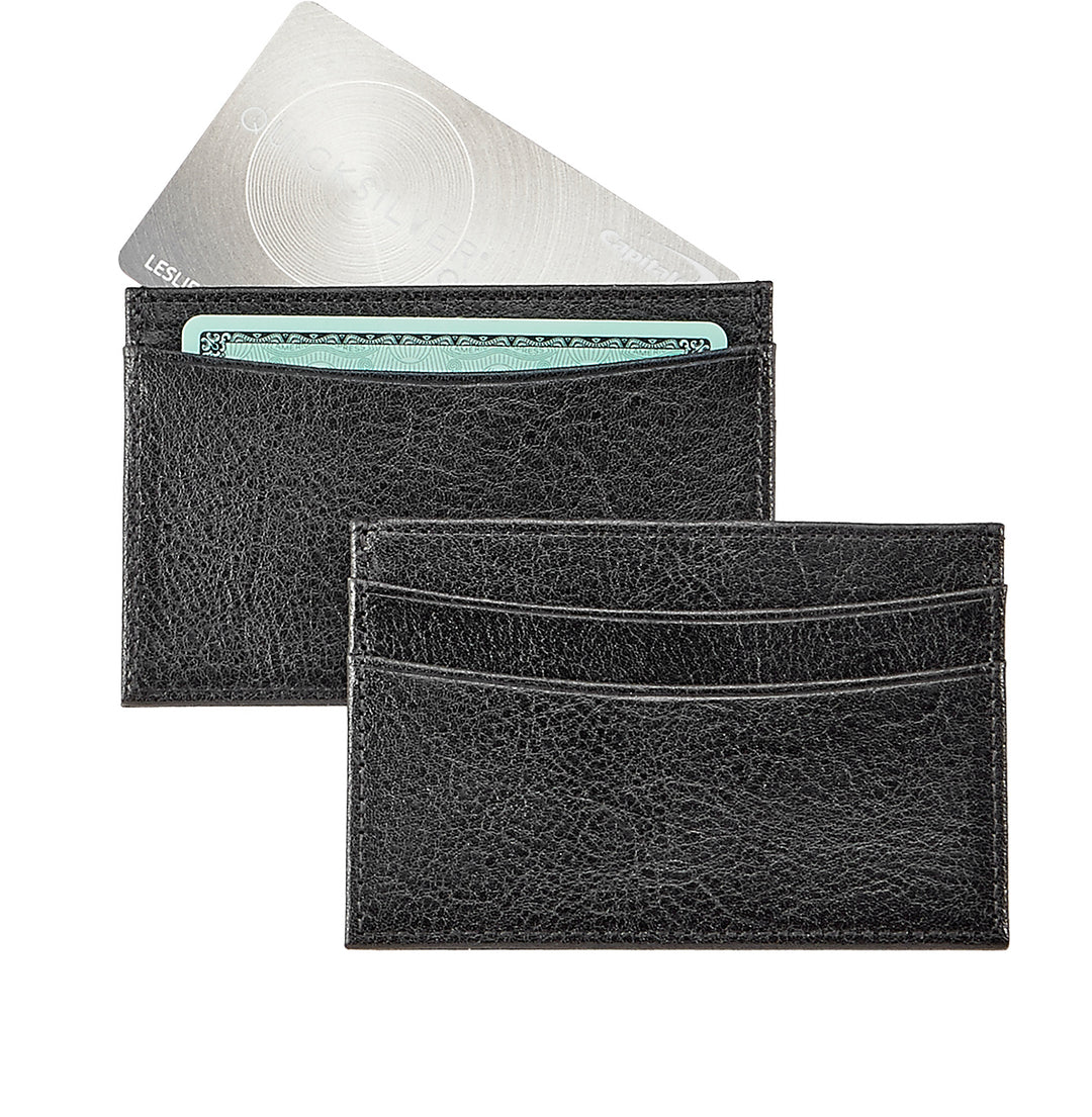 Slim Design Card Case | Black Leather – Graphic Image