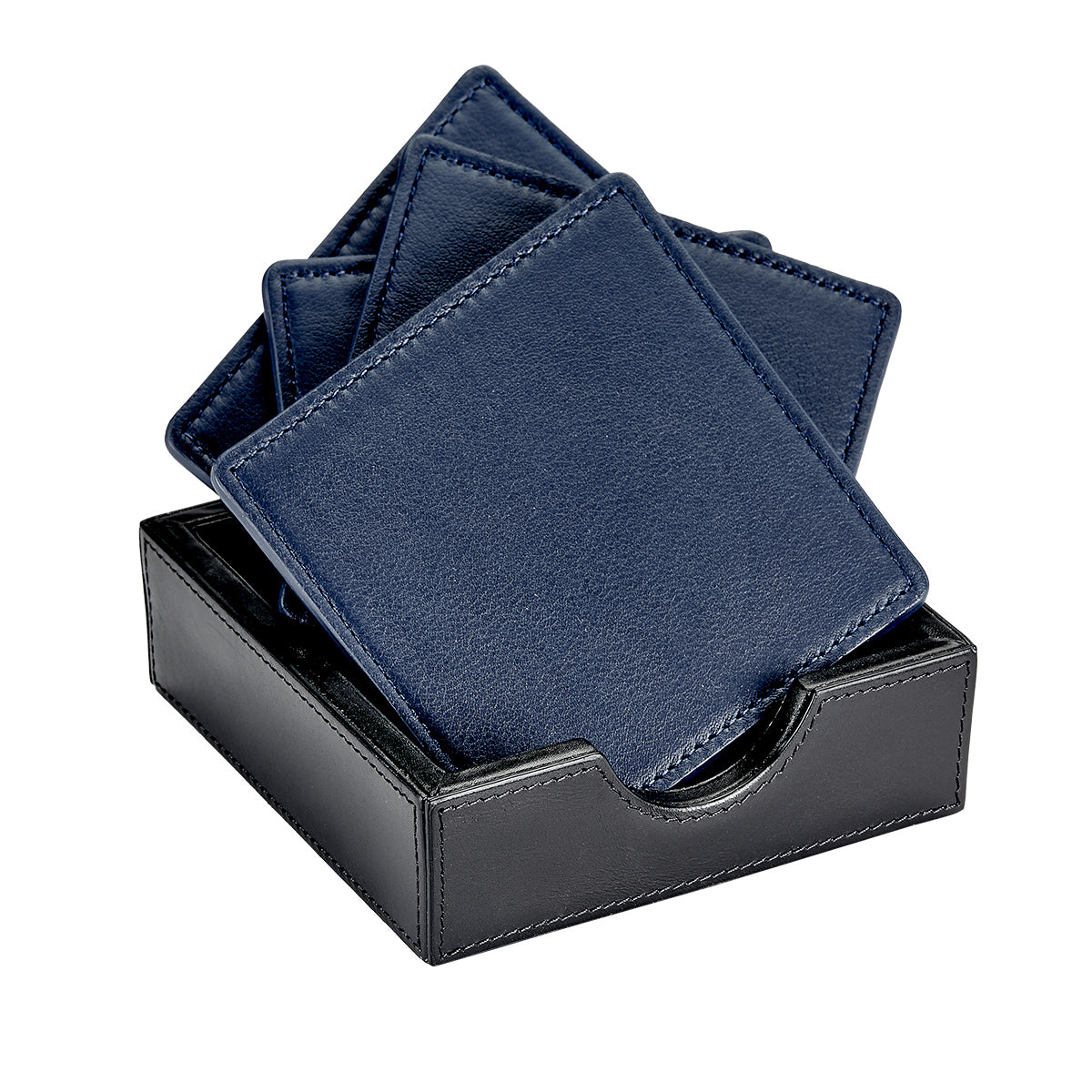 Square Coaster Set | Blue Traditional Leather – Graphic Image
