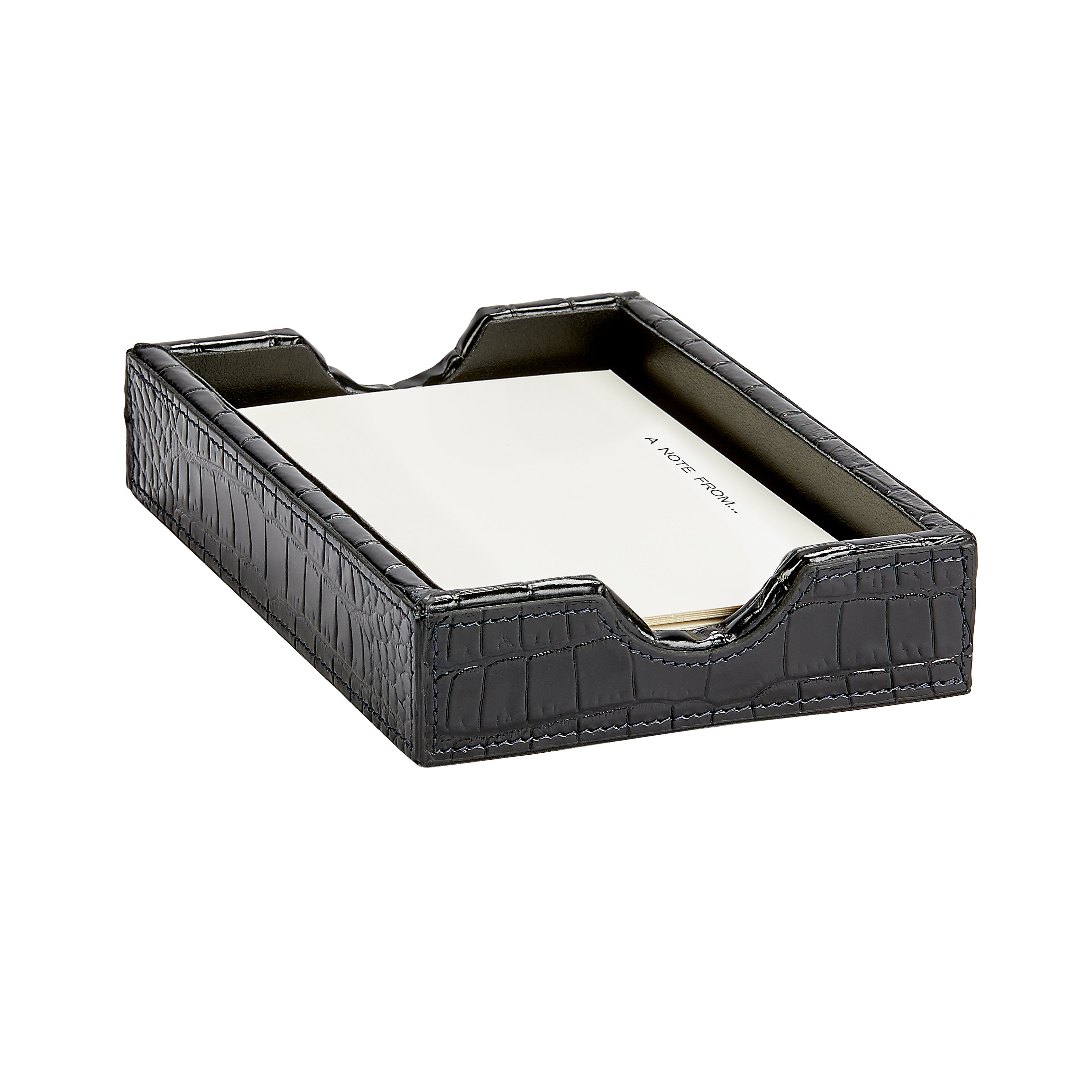Memo Tray | Black Crocodile Embossed Leather – Graphic Image