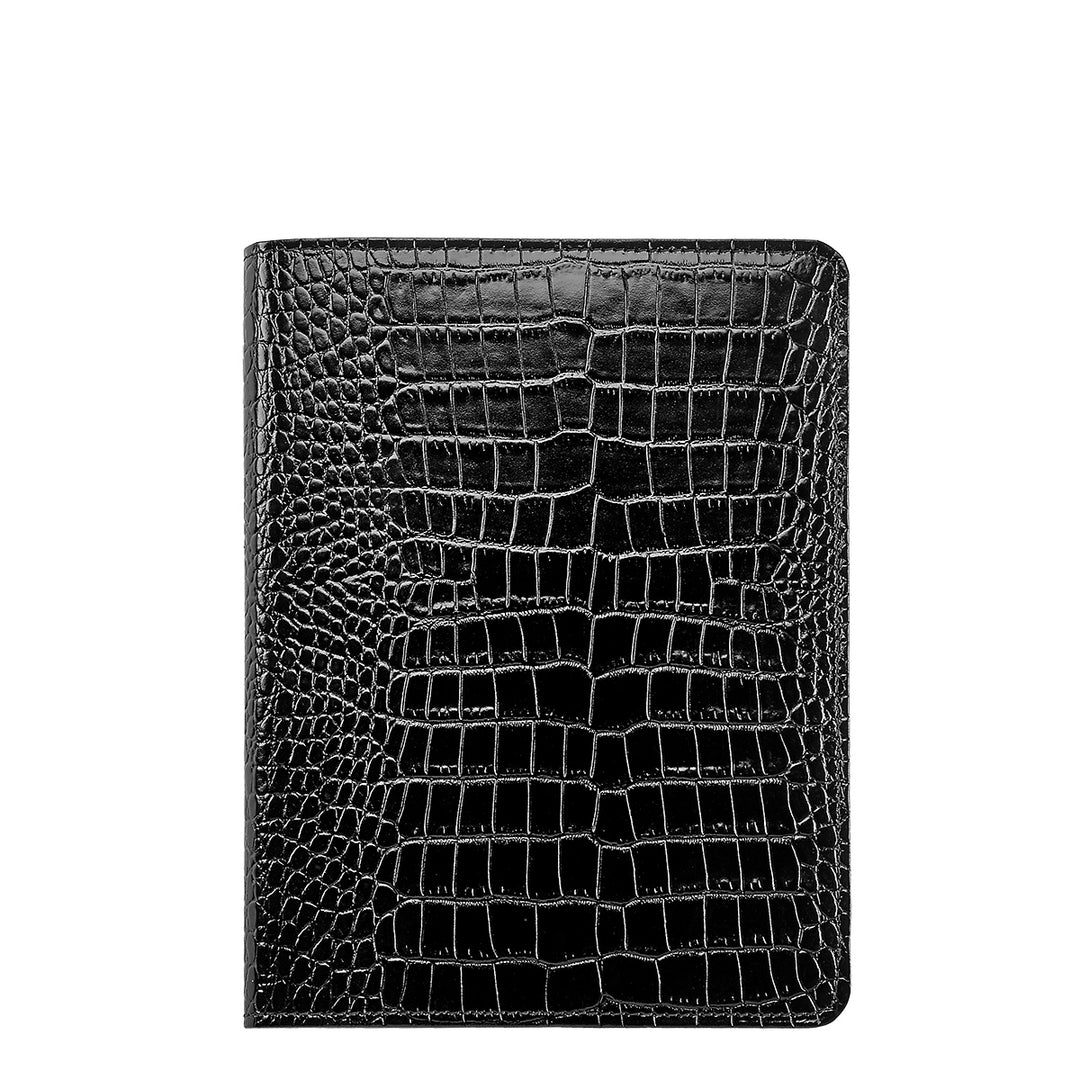 9" Wire-O-Notebook | Black Embossed Croc Leather – Graphic Image