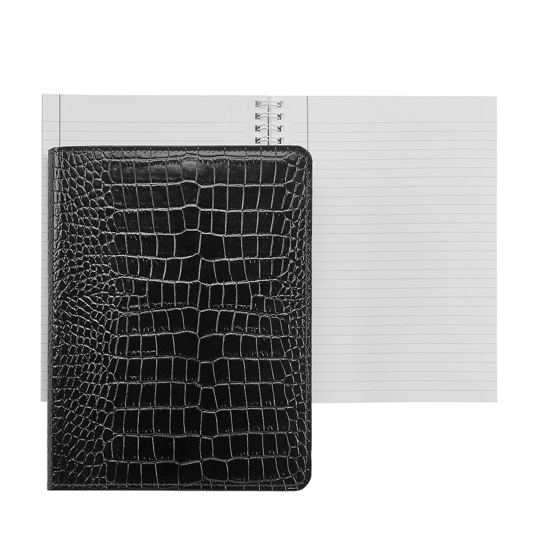 9" Wire-O-Notebook | Black Embossed Croc Leather – Graphic Image