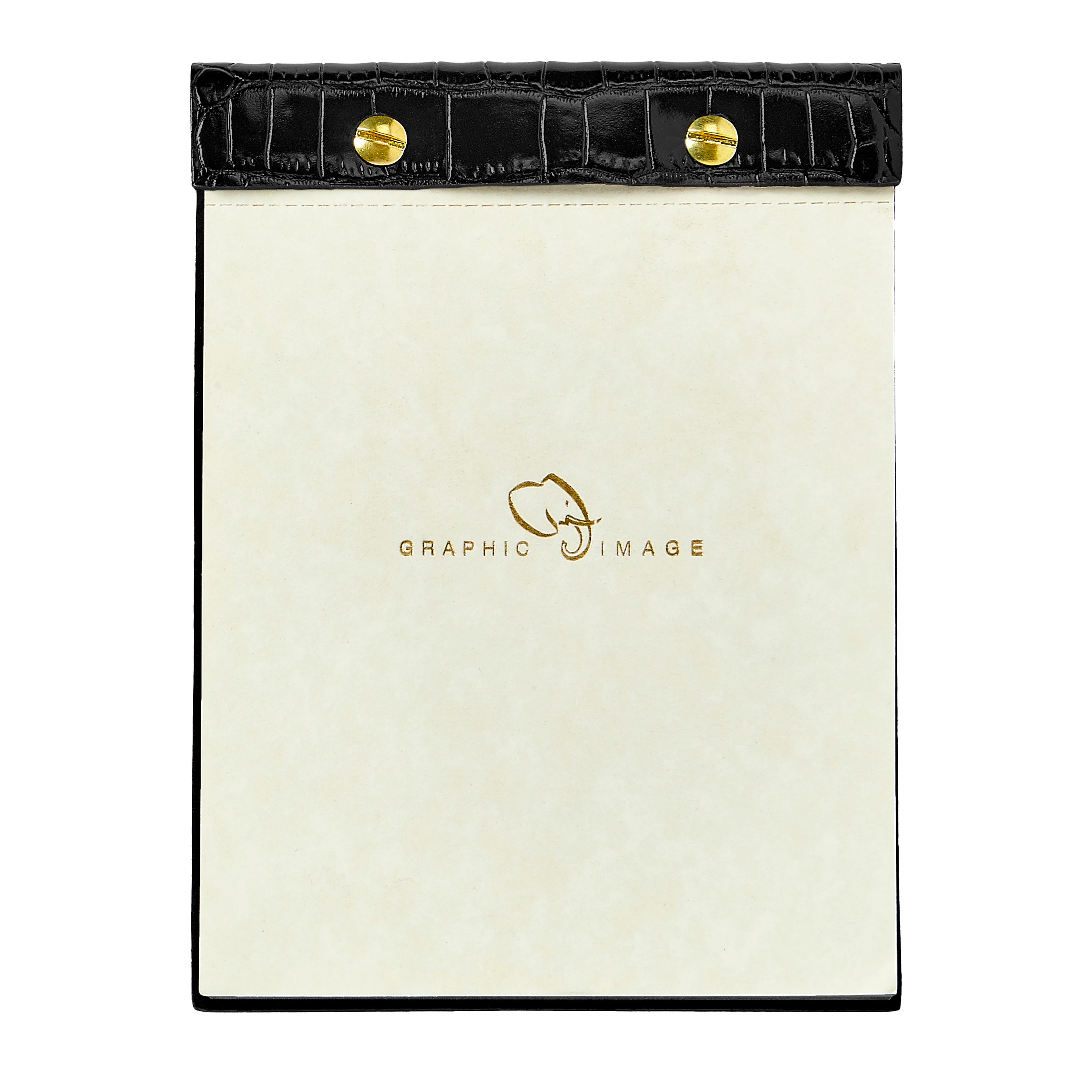 Desk Notepad | Black Embossed Croc Leather – Graphic Image