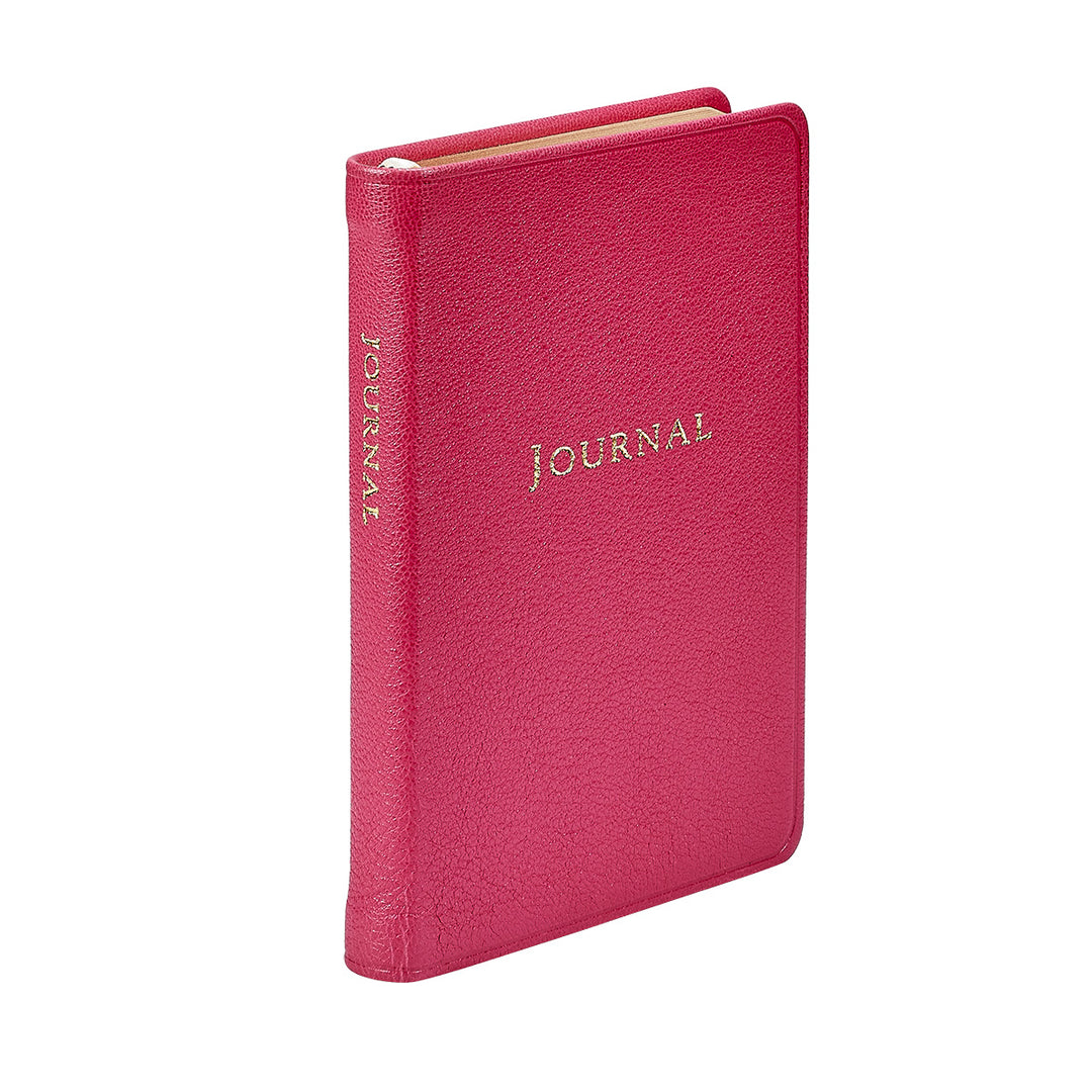Small Travel Journal | Pink Goatskin Leather – Graphic Image