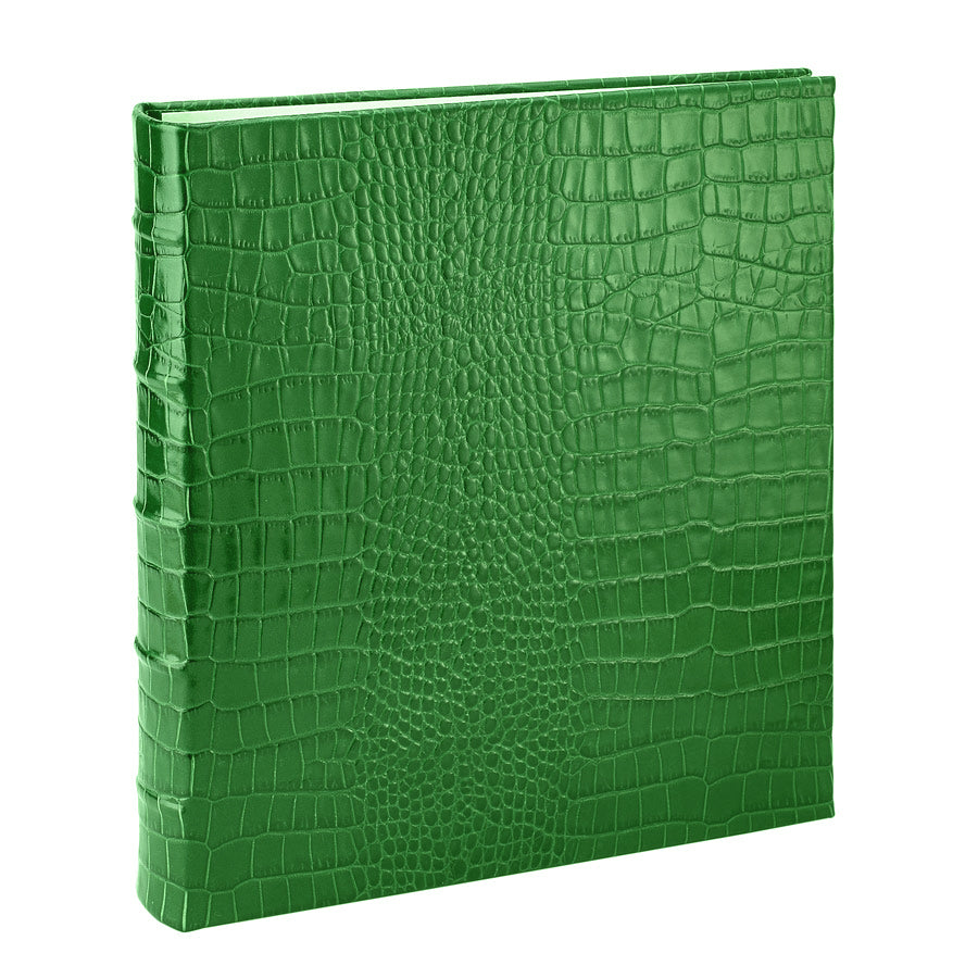 Large Clear Pocket 3-Ring Album, Crocodile Embossed Leather | Graphic Image