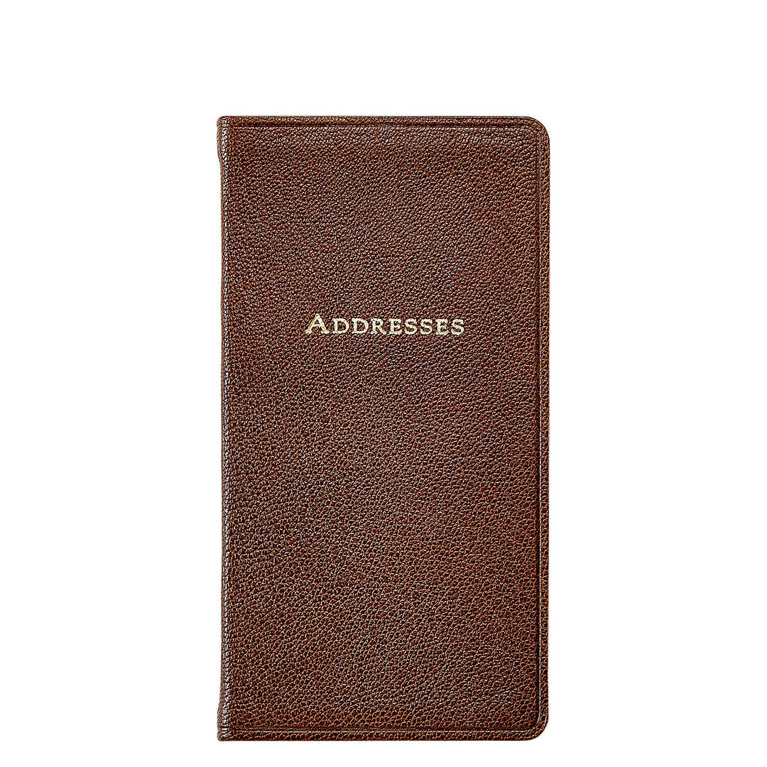 6" Pocket Address Book | Mocha Pebble Grain Leather – Graphic Image