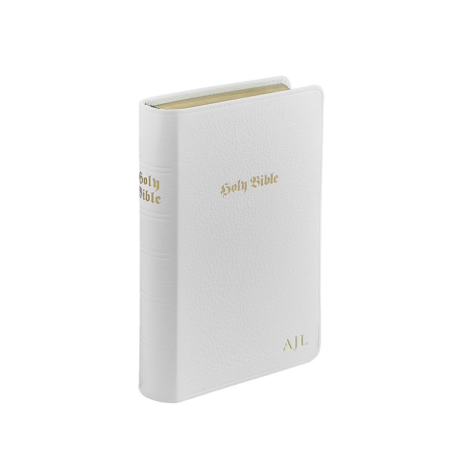 The Holy Bible | White Pebble Grain Leather – Graphic Image