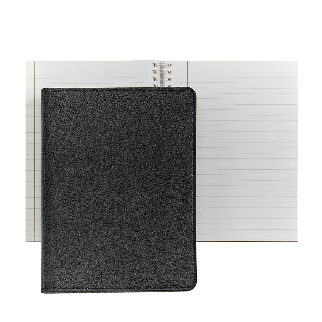 9" Wire-O-Notebook | Black Goatskin Leather – Graphic Image