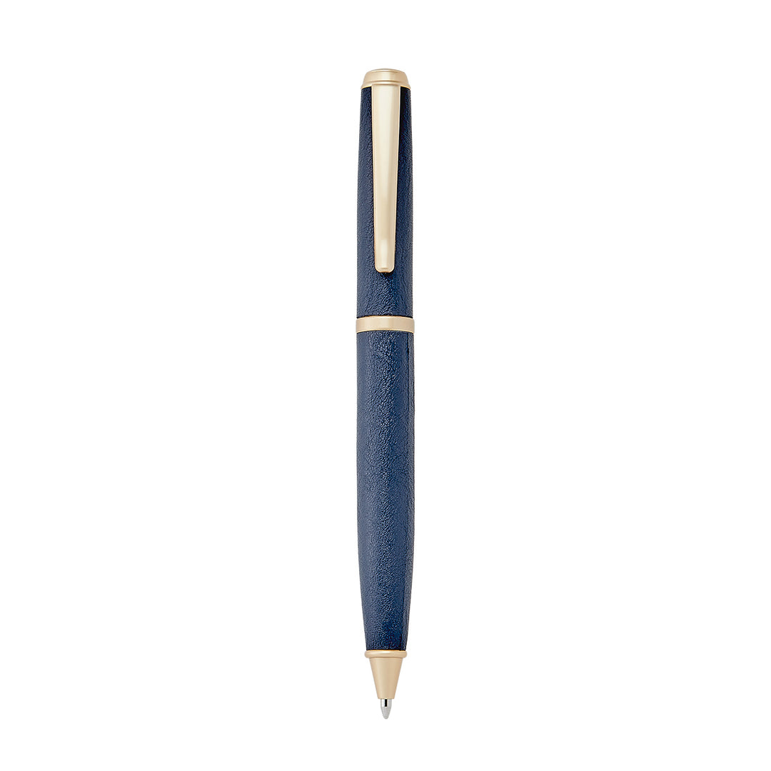Leather Wrapped Pen | Blue Traditional Leather – Graphic Image