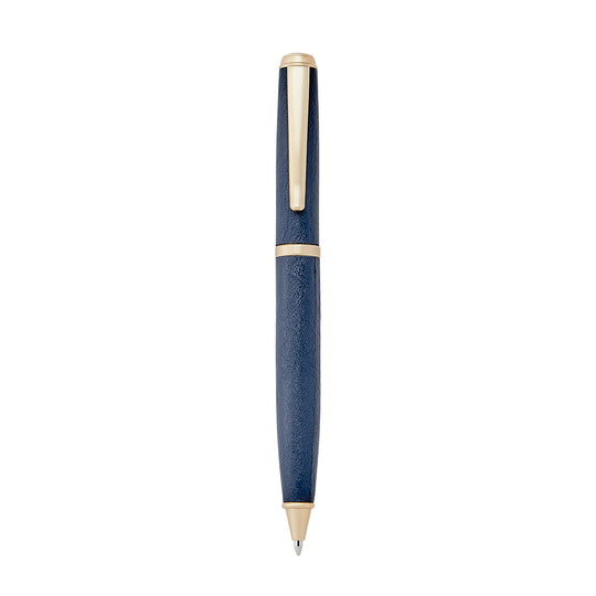 Leather Wrapped Pen | Blue Traditional Leather – Graphic Image